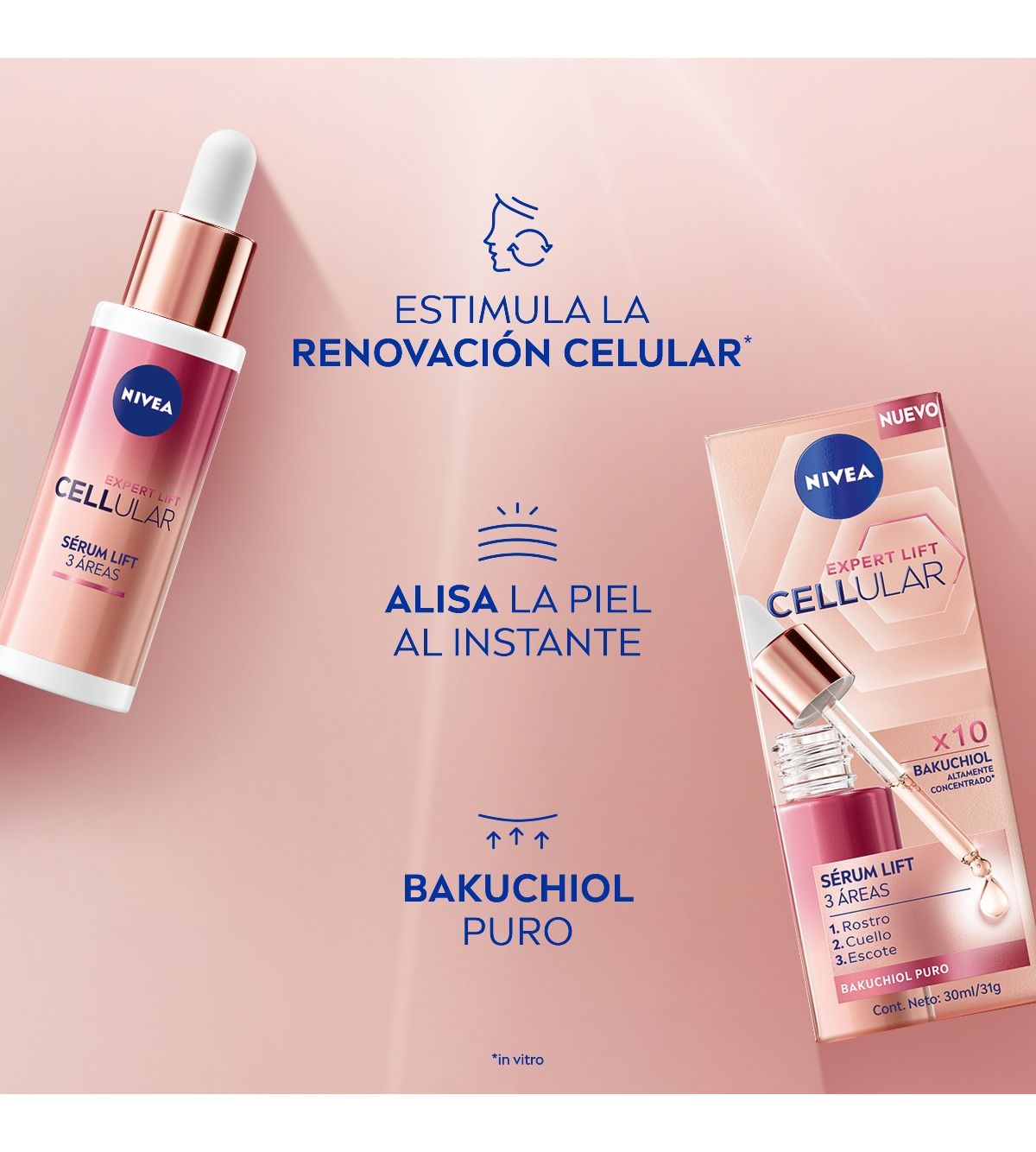 Expert Lift Cellular x10 Bakuchiol Sérum Lift 3 Áreas | 30 ml - nivea ...