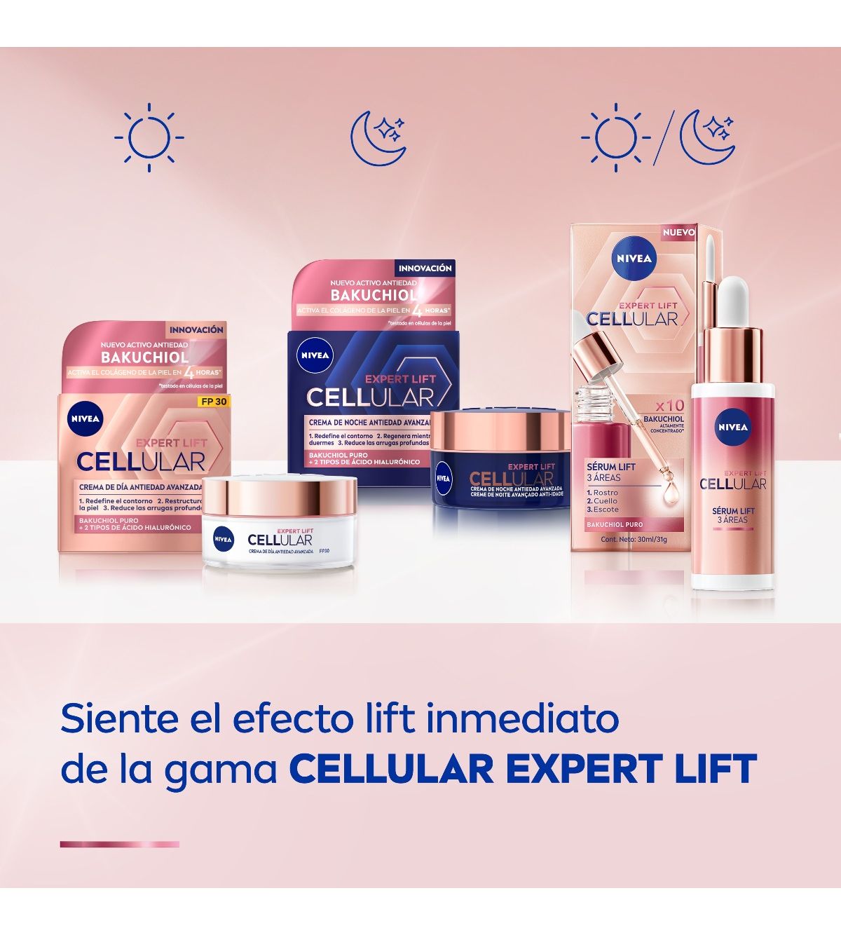 Expert Lift Cellular x10 Bakuchiol Sérum Lift 3 Áreas | 30 ml - nivea ...